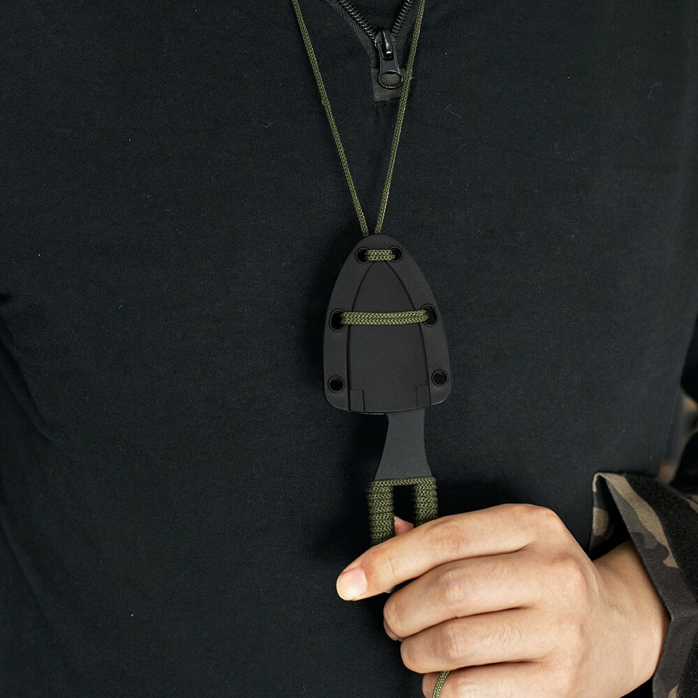 Neck Knife Fixed Blade Knife Full Tang Fixed Blade Knife Cord Wrapped ...