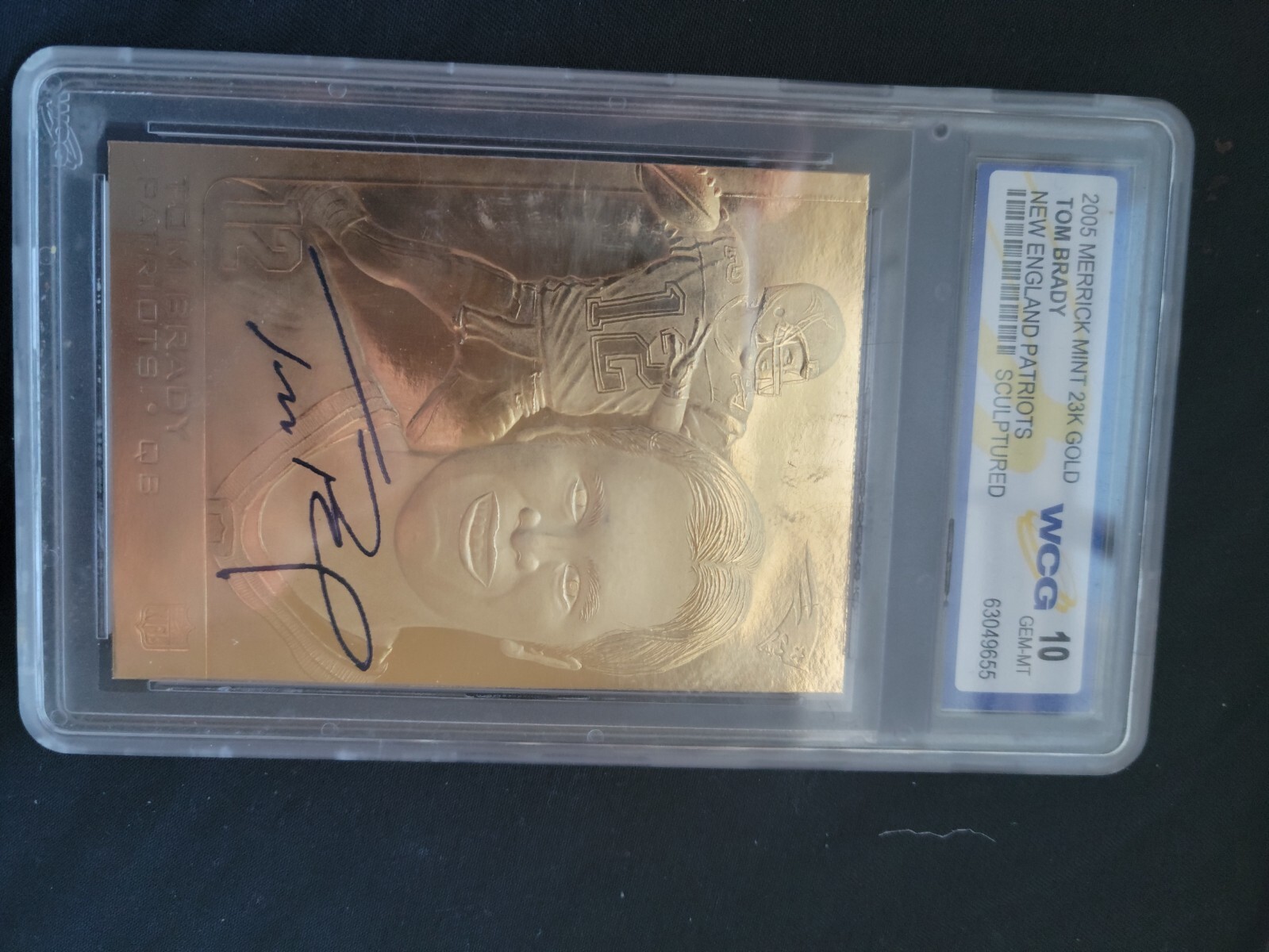 2005 Merrick Mint 23K Gold Tom Brady Sculptured Gold Card WCG Graded 10 ...