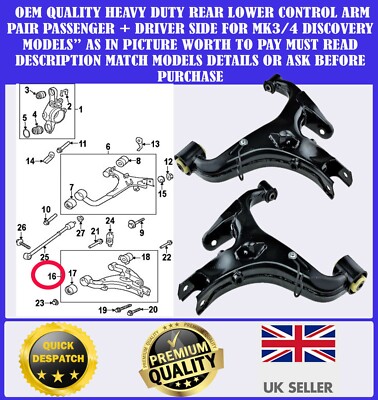 FOR LAND ROVER DISCOVERY 3 & 4 REAR LOWER PAIR O/S+N/S WISHBONE ...