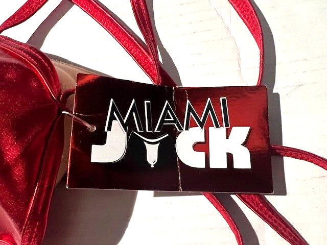New MIAMI JOCK Mens Red Metallic Double Strap G-String Thong Bikini ...