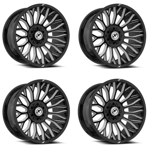 Set 4 22" XF Off-Road XF-237 Gloss Black & Milled Wheels 22x12 6x135 ...