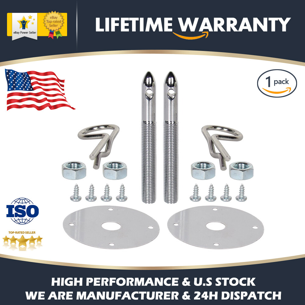 Chrome plated 1016 Hood and Deck Pins Pins Plate Lock Clip Kit #MRG ...