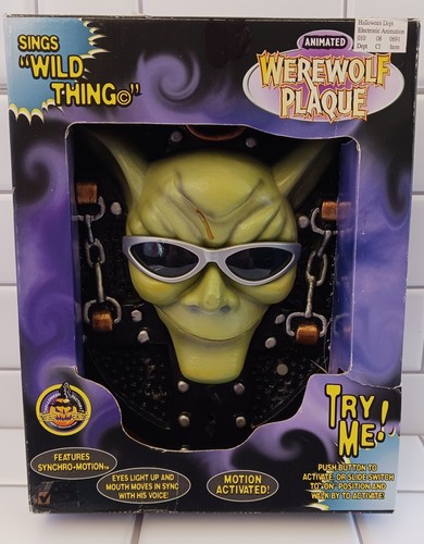 Vtg 90s Animated Werewolf Plaque Gemmy Halloween Decoration Sings Light ...