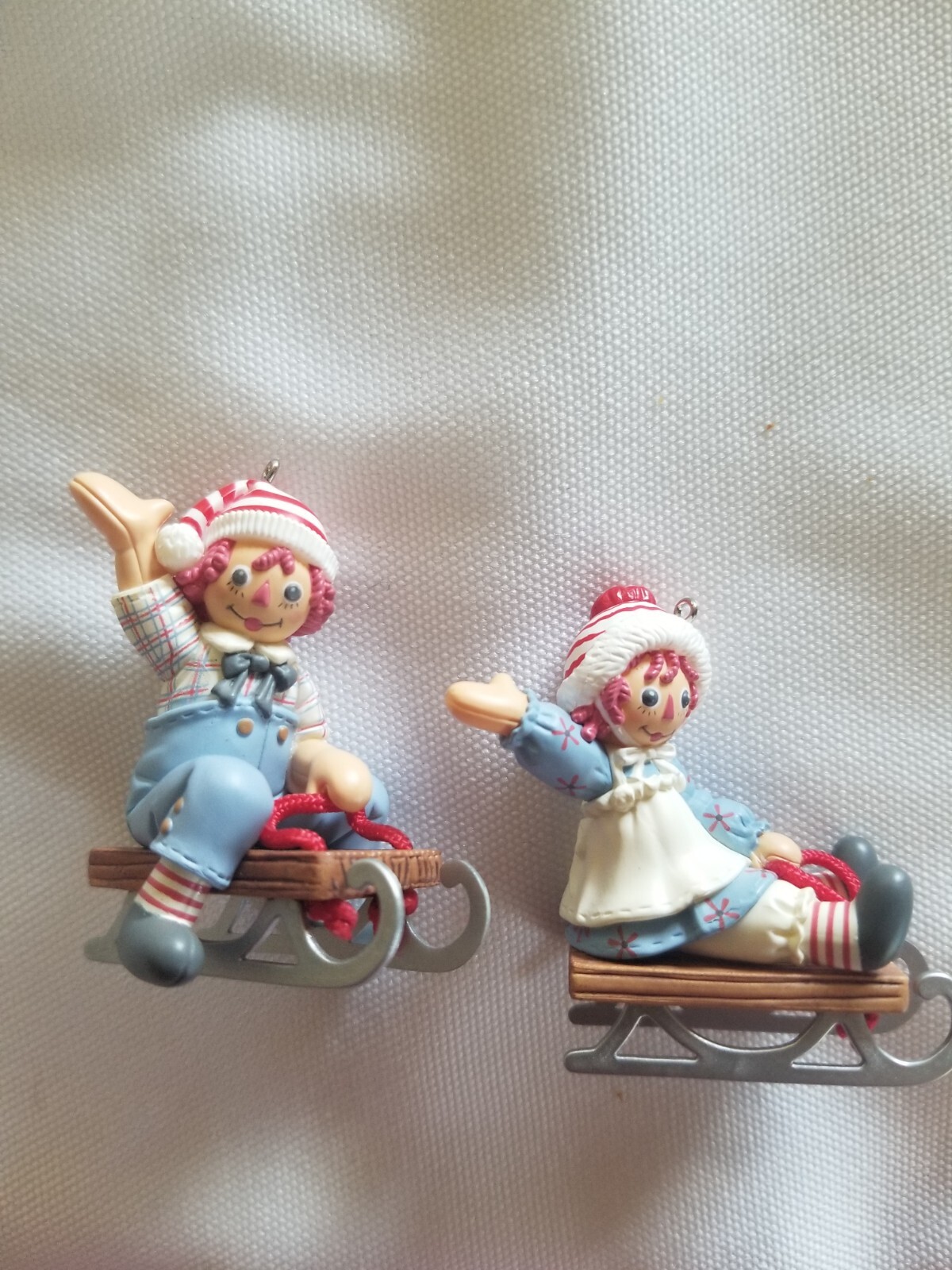 Hallmark 2005 Ornament - Raggedy Ann & Andy - Holiday Sledding - set of ...