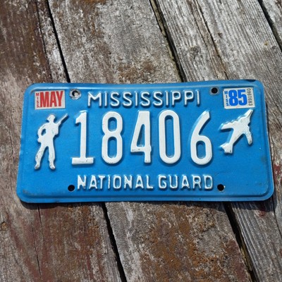 1985 Mississippi NATIONAL GUARD License Plate - "18406" MAY 85 stickers ...
