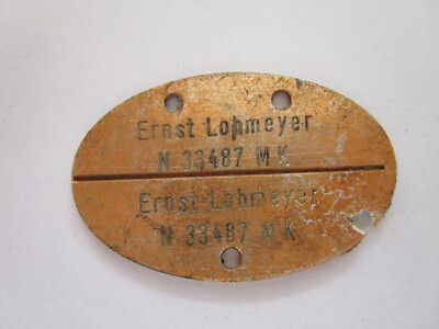 Marine-Erkennungsmarke "Ernst Lohmeyer N.33487 MK" aus Alu | eBay.de