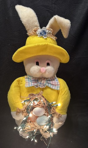 VTG! Large Light Up Easter Bunny Rabbit Greeter Plush Yellow Outfit Egg ...