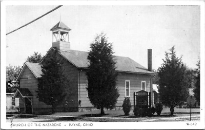 Payne Ohio OH Nazarene Church Paulding County Black White c1950s ...