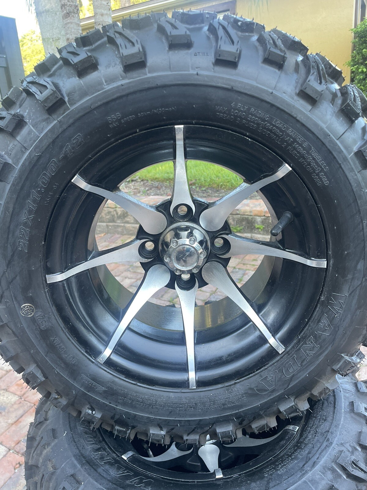 Set of 4 Wanda 22x11.00-12 Golf Cart Tires & Aluminum Wheels Rims | eBay