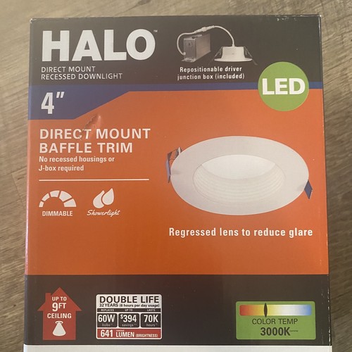 Halo 4" LED Dimmable Damp Rated Direct Mount Recessed Light | eBay