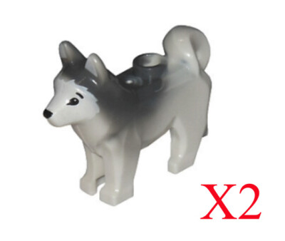 Lego White Husky Dog with Marbled Gray Ears and Back Animal Minifigure ...