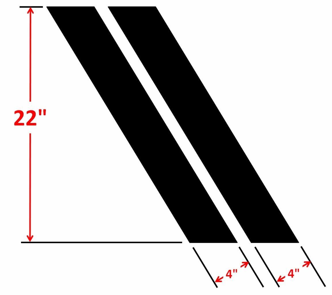 Fender Hood Hash Bars vinyl RACING STRIPES 4" Decals (Fits Ford MUSTANG ...