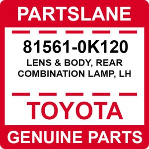 81561-0K120 Toyota OEM Genuine LENS & BODY, REAR COMBINATION LAMP, LH ...