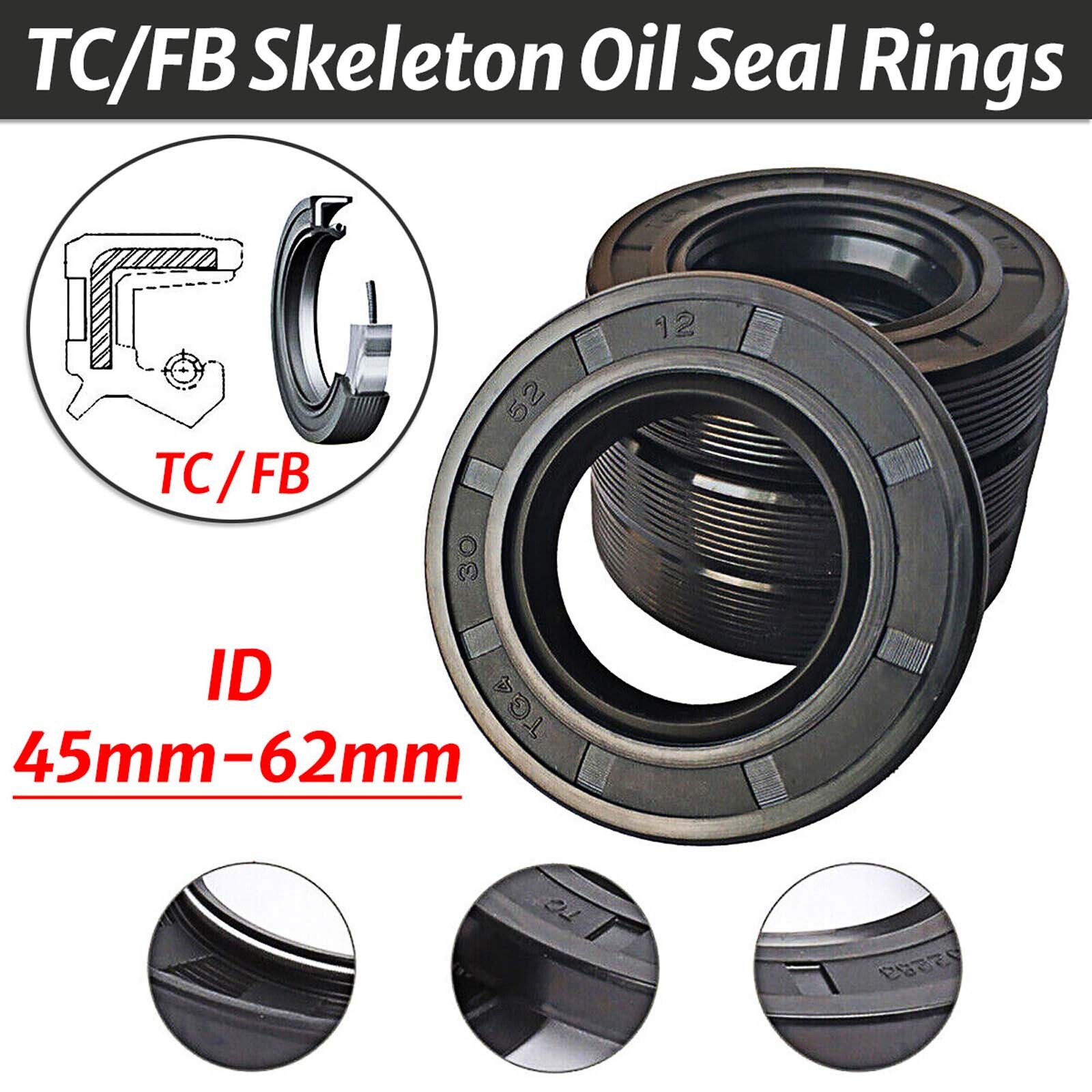 Ø 45mm-62mm NBR Double Lip Seal TC/FB Skeleton Oil Seal Rings for ...