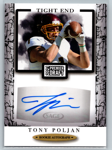Tony Poljan 2021 SAGE Premier Draft Autographs AU #A139 Virginia ...