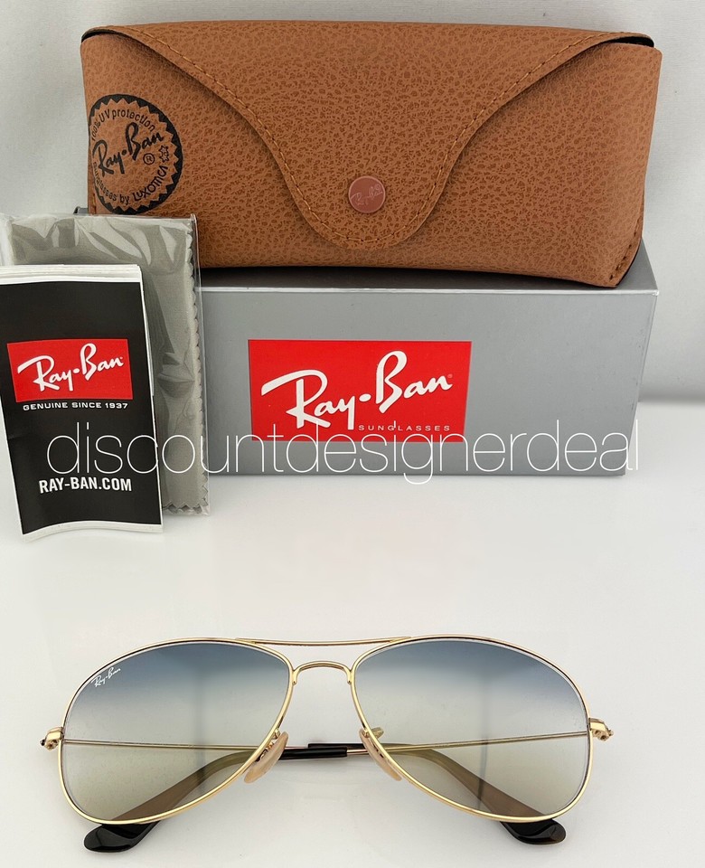 Ray-Ban RB3362 Cockpit Sunglasses 001/GF Gold Metal Frame Blue Gradient ...