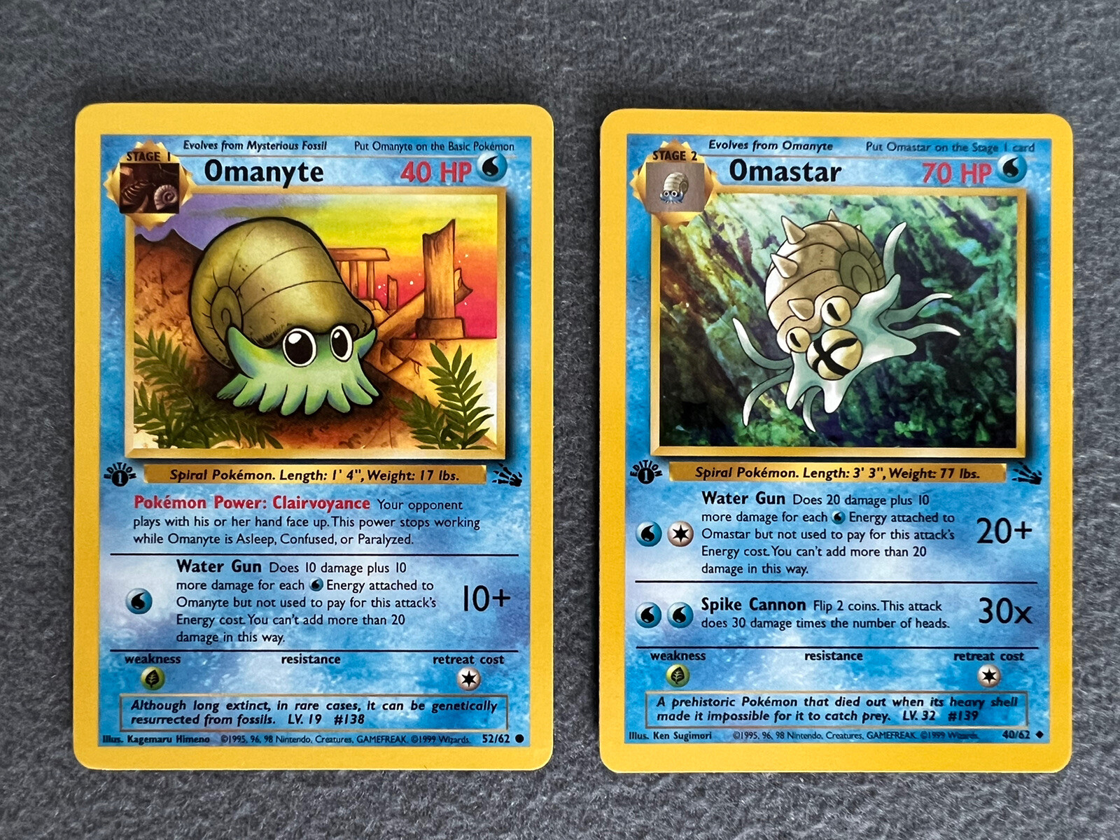 NM/MINT! Omanyte & Omastar 1st Edition Fossil Pokemon Cards | eBay