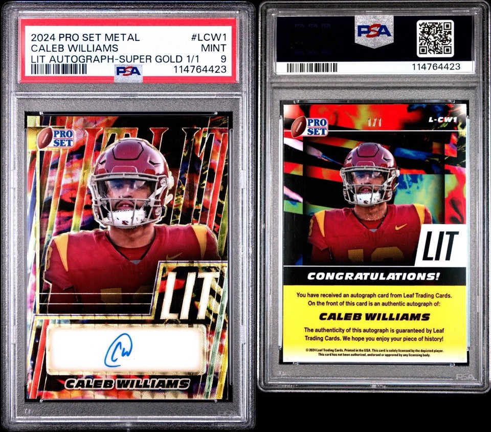 2024 Leaf Pro Set Metal Caleb Williams Lit Autograph SUPER GOLD 1/1 RC ...