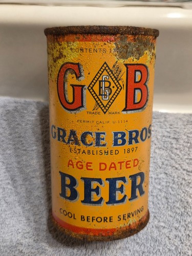 OCT 1935 GRACE BROS AGE DATED, O/I IRTP flat top beer can Santa Rosa ...