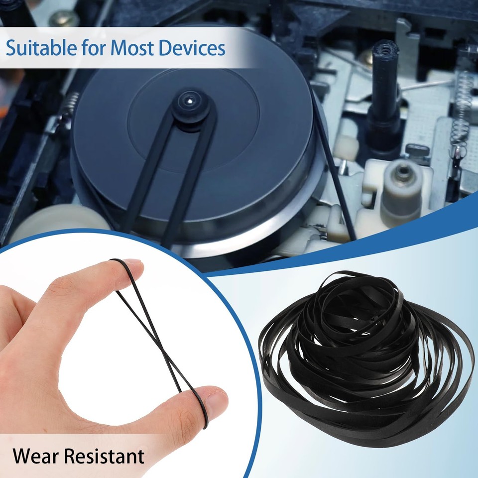 100 Pcs Recorder Rubber Belts Cassette Recorder Repair Maintenance Mix ...
