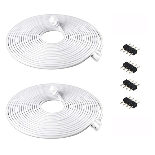 2 Pack 5M 16.4ft RGB Extension Cable LED Strip Connector 4 Pin ...
