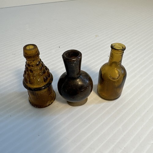 Miniature Amber Glass And 1 Pottery Vase Lot of 3 | eBay