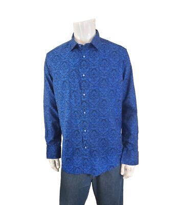 New Robert Graham Men’s XXL Blue Classic Fit Shirt Bayview Flip Cuff ...