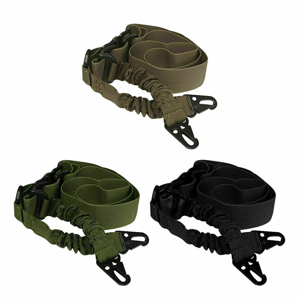Tactical One Single Point / Two / Three Point Sling Strap Bungee Rifle ...