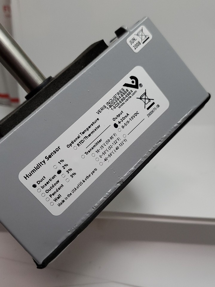 Veris HD2XMSTH2 Humidity Duct Sensor 2%,0-5/10VDC,Temp -40 to 50 Deg C ...