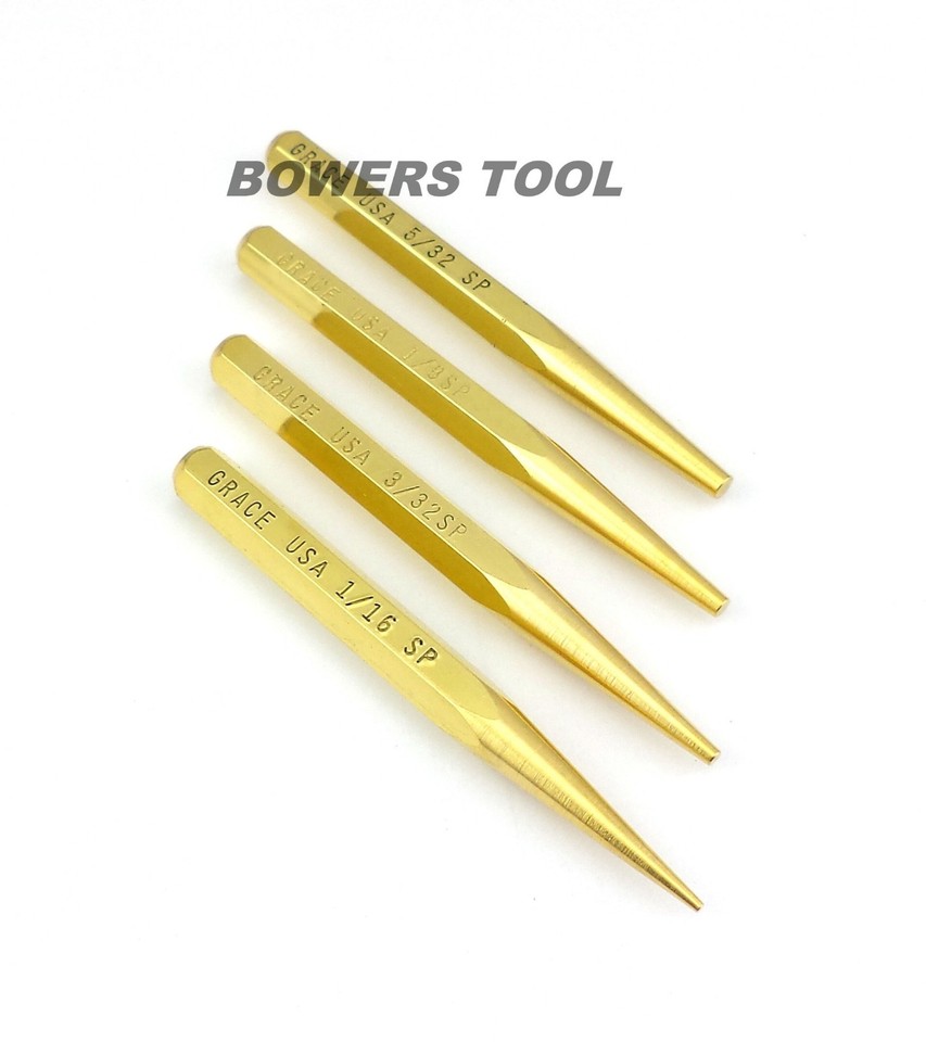 Grace Brass Gunsmith Punch Set 4pc Tapered Pin Punch Gun Care Made in ...