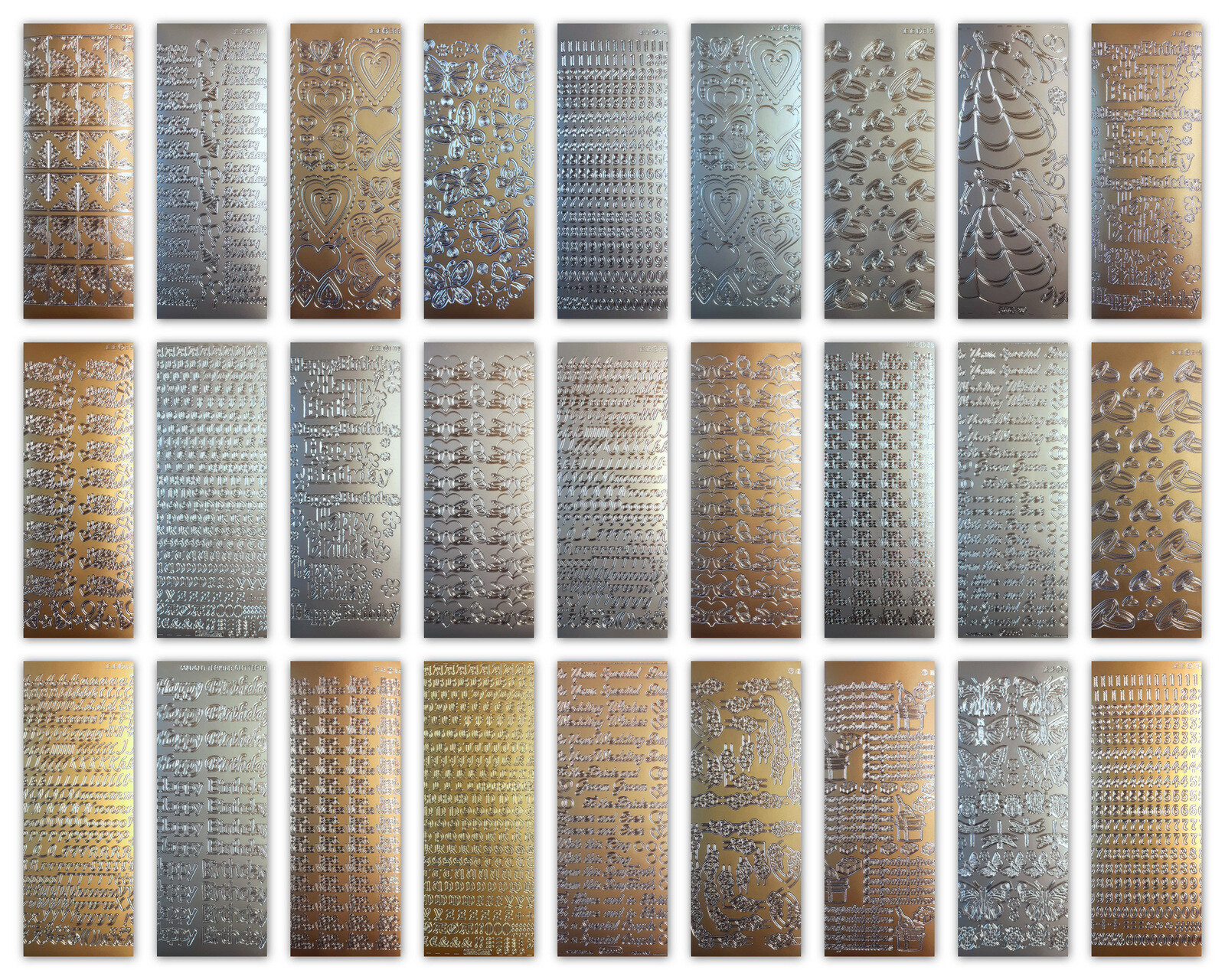 Peel Off Craft Stickers Sheet Silver Gold Card Making Scrapbook ...