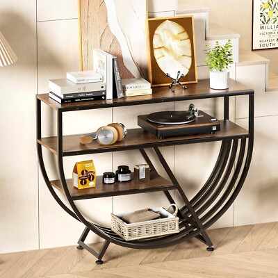 Clockwork Console Table - 3-Tier Entryway Table with Storage, Wood Sofa ...