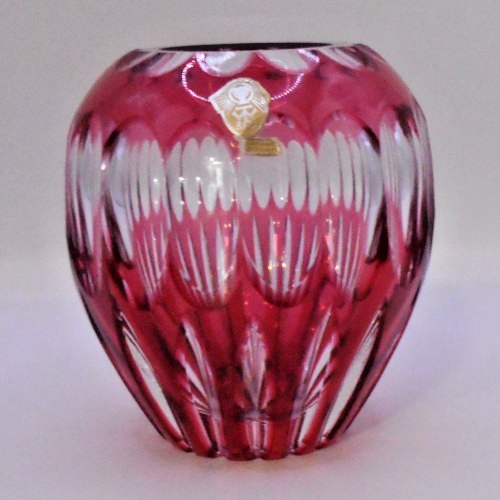 Ruby Red Cut Clear Lead Crystal Nachtmann Vase | eBay