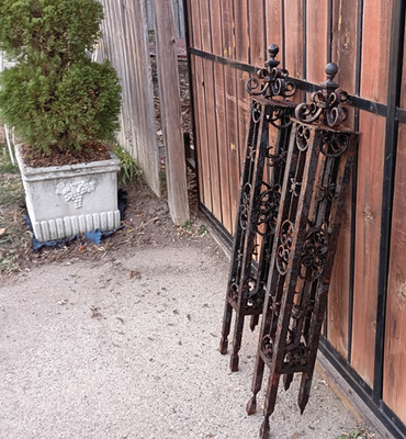 Pair 2 Antique Iron Fence Gate posts 45" x 6" Cast Wrought Garden ...