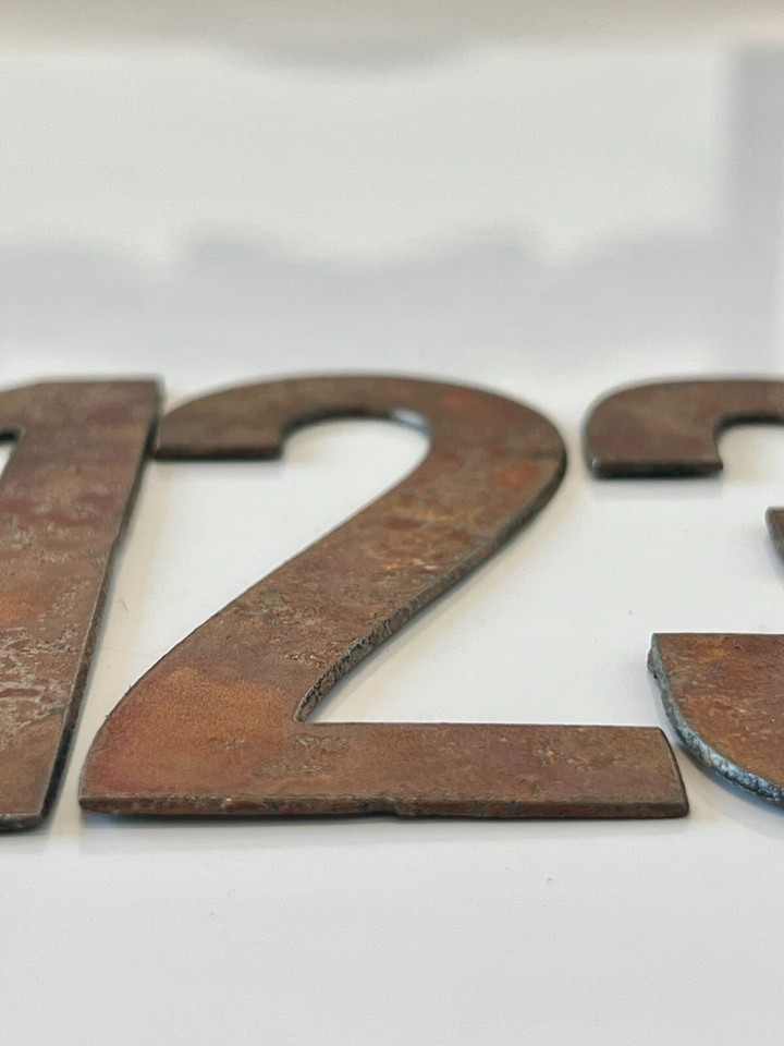 5 Inch Metal Letters & Numbers Rusty or Natural Finish Mounting Holes ...