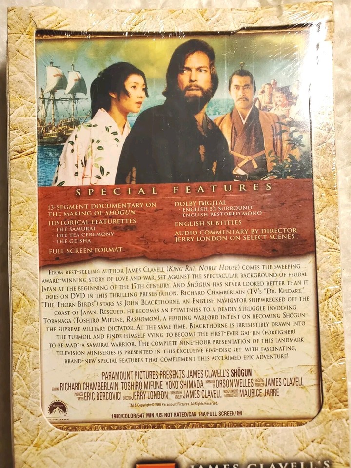 Shogun (DVD, 1980) NEW Complete TV Miniseries, 5-Disc Box Set, Rare ...