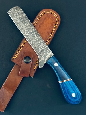 9" Cow Boy Bull Cutter Fire Storm Damascus Steel Knife For Hunting OX ...