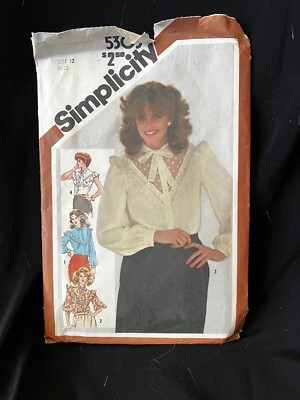 Simplicity Pattern 5303 Women’s 80s Blouse Size 12 New Uncut | eBay