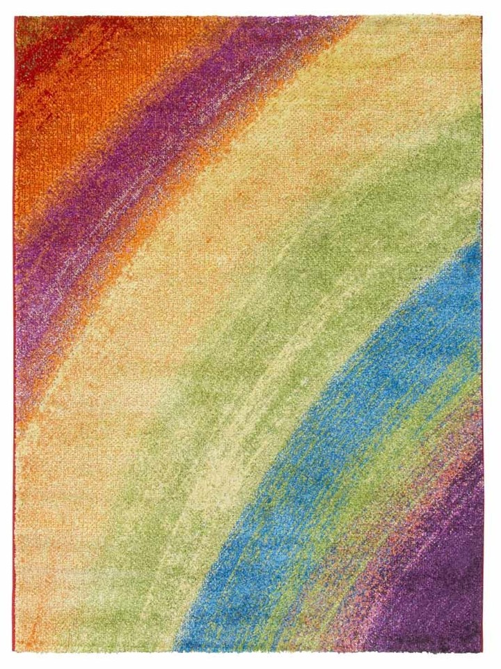 Funky Bright Rainbow Rugs Modern Multi Coloured Thick Runner Large Rug ...
