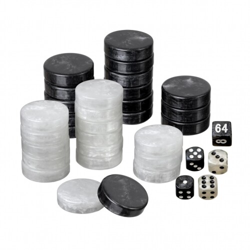 Tokens - Backgammon - Large - 1 11/32x0 3/8in - Plastic - Black White ...
