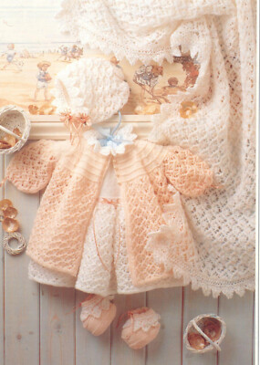 Knitting pattern copy 2111. Baby layette set. 14-20" chest. 4ply | eBay UK