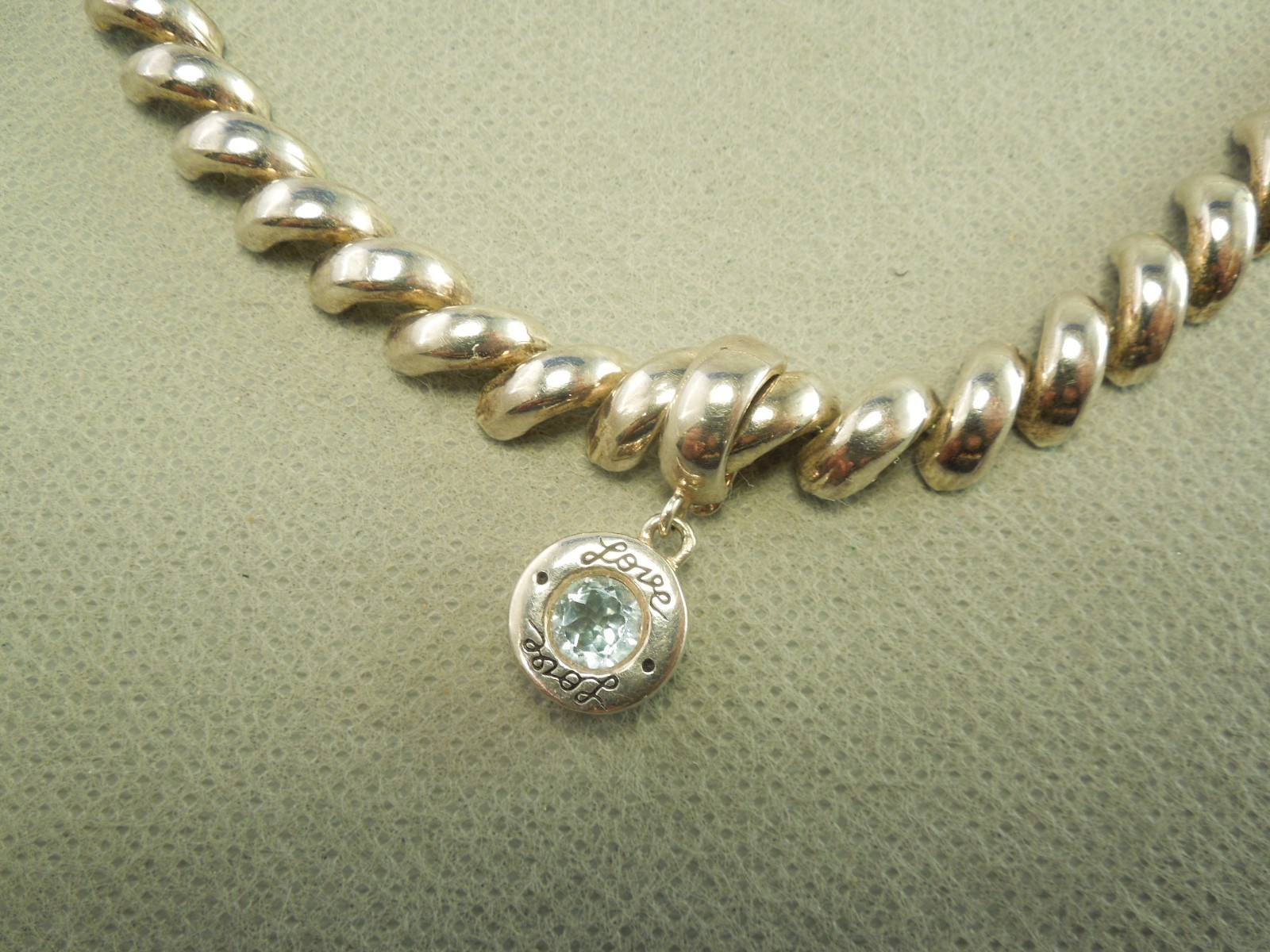 San Marco Sterling 925 Cadena Blue Topaz Necklace Signed MDR Maria ...