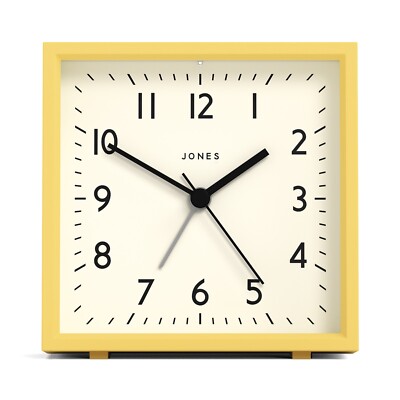 Jones® Disco mantel clock retro yellow square design Arabic quartz desk ...