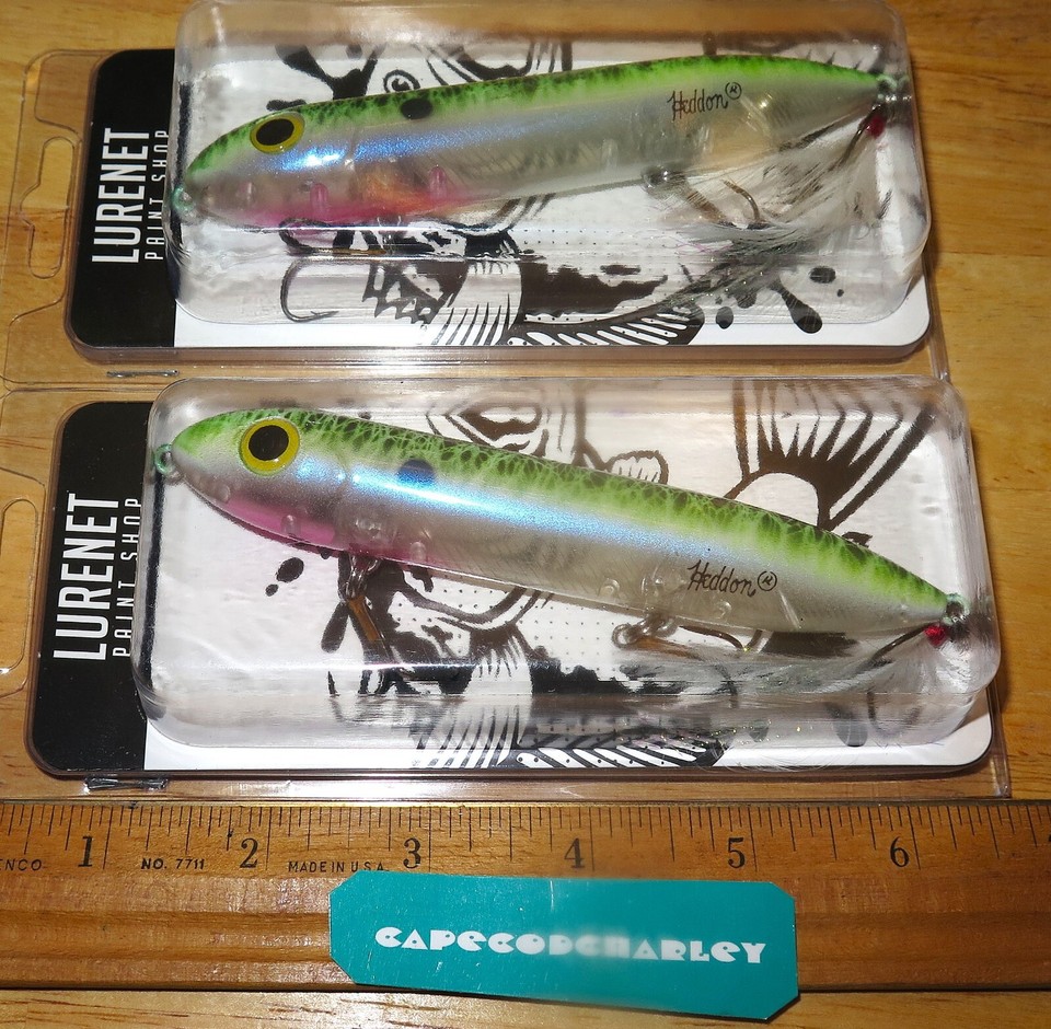 Lot of 2 (2) LURENET Paint Shop Heddon Super Spooks Color: NEON GREEN ...