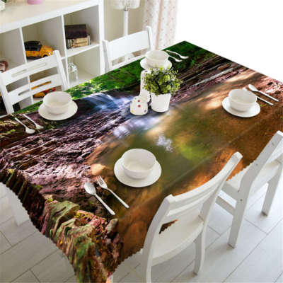 A Mountain Lake 3D Tablecloth Table cover Cloth Rectangle Wedding Party ...