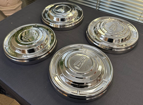 CHRYSLER VALIANT VC V8 "8" STYLE HUBCAPS **GENUINE** **TRIPLE CHROME ...