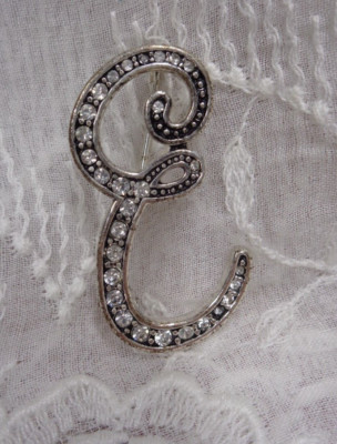 Estate Jewelry ~ Silvertone Personalized Initial Cursive Letter E ...