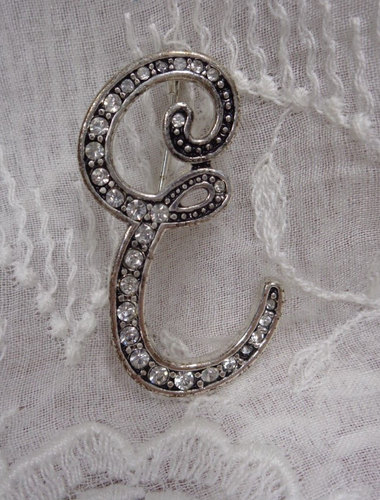 Estate Jewelry ~ Silvertone Personalized Initial Cursive Letter E ...