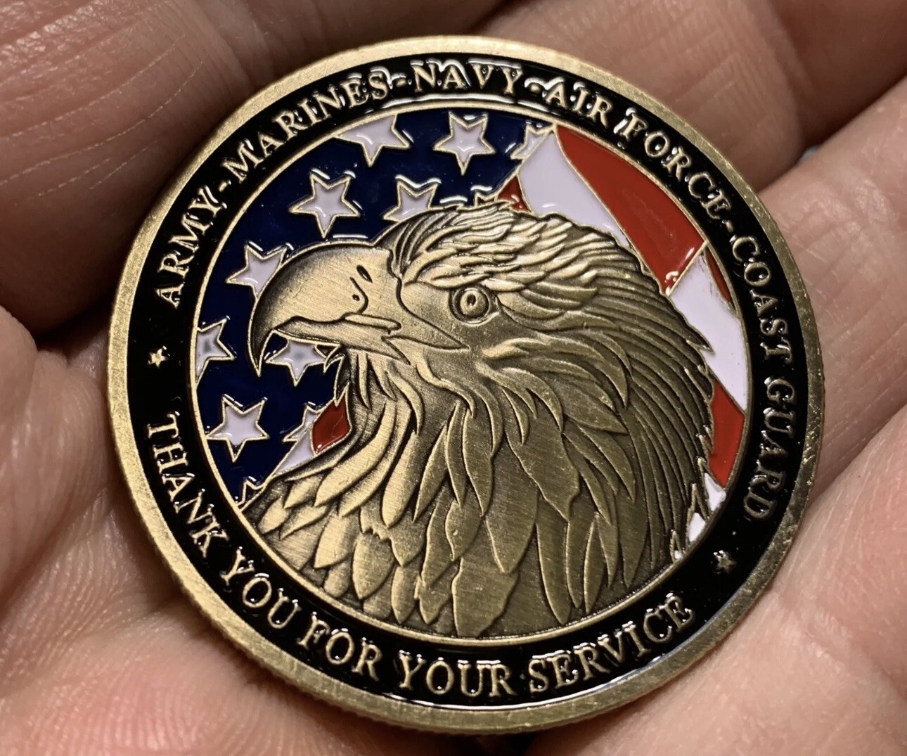 US Military Eagle Challenge Coin "THANK YOU" ARMY-NAVY- AIR FORCE COAST ...