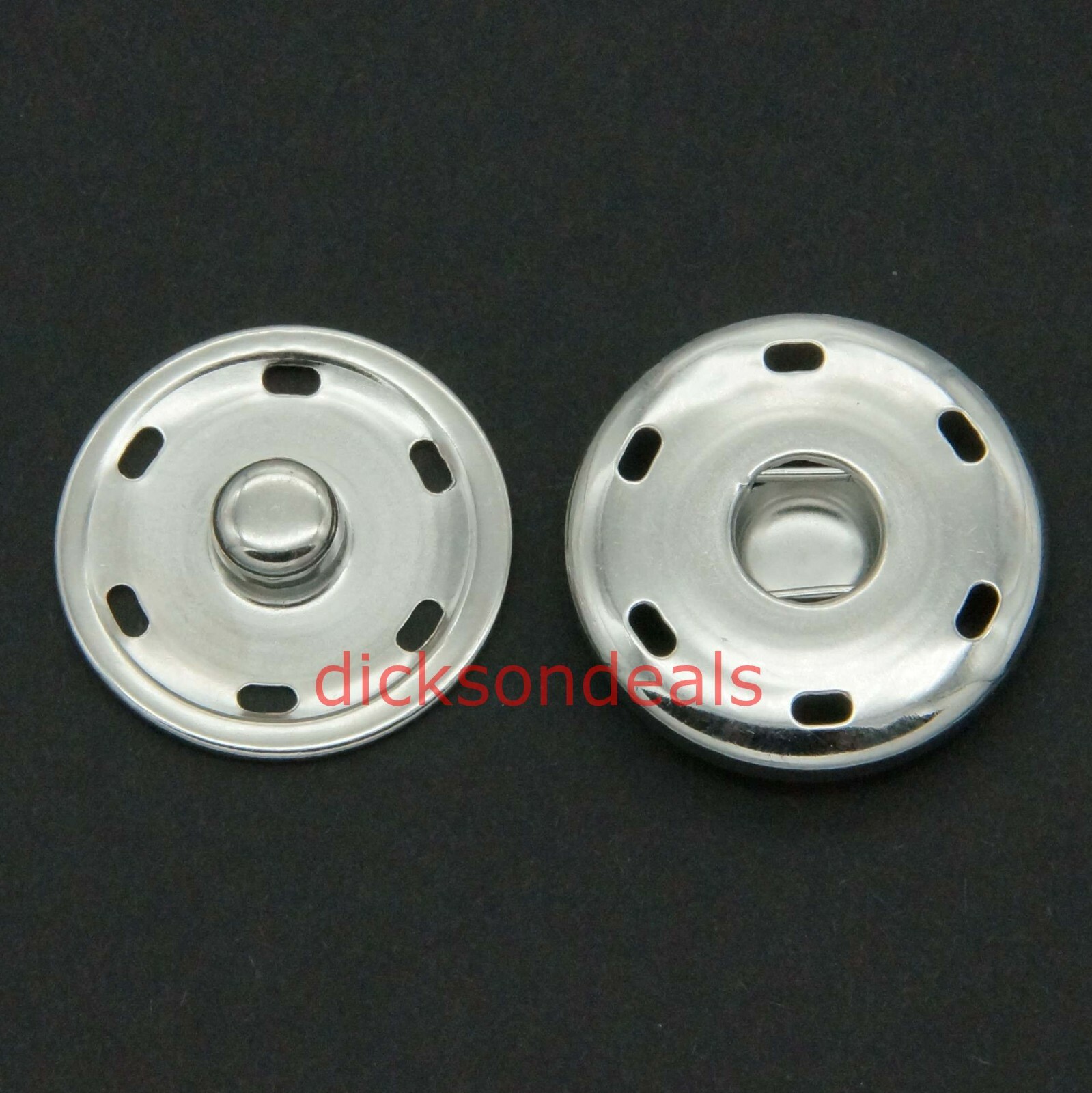 30mm Large Metal Snap Fasteners Poppers Press Studs Black Silver or ...